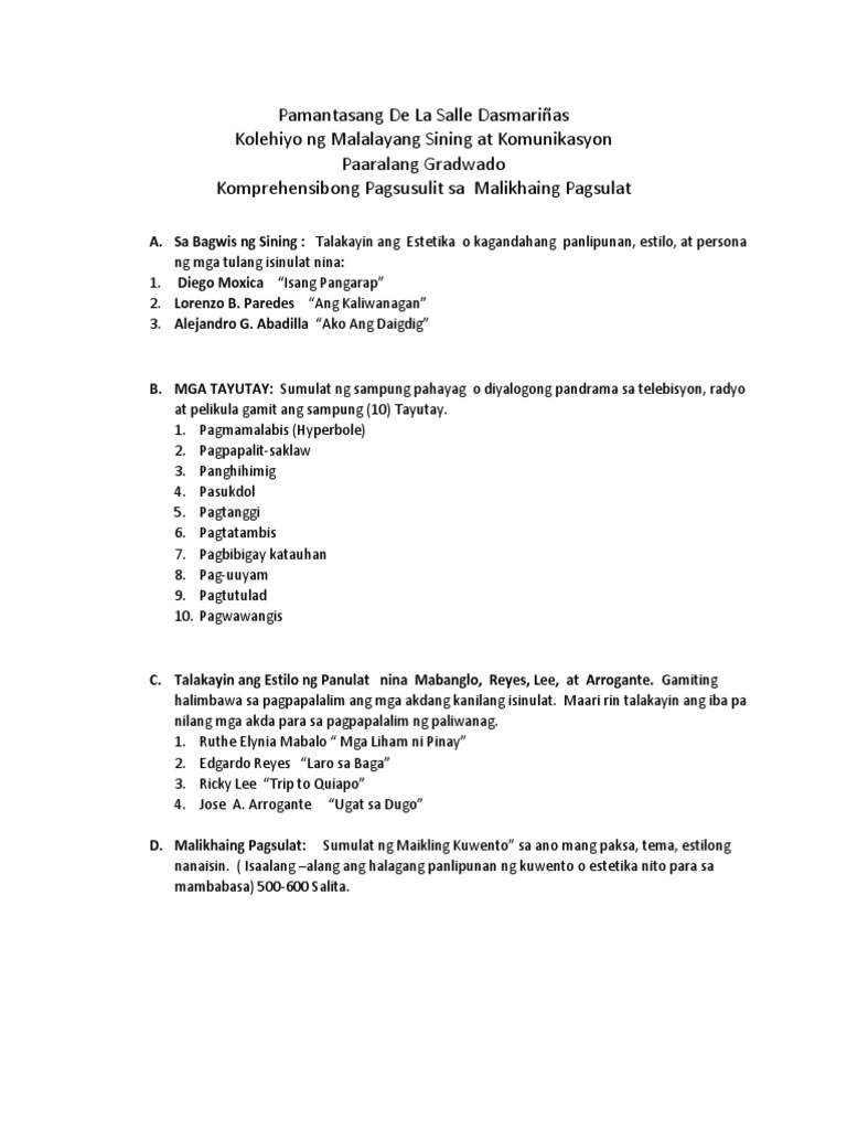 Malikhaing Pagsulat | PDF