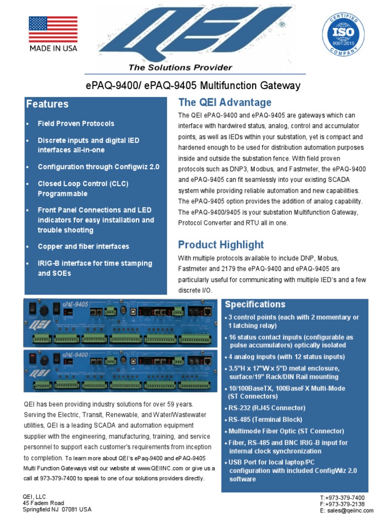 QEI Multifunction Gateway | PDF | Electrical Connector | Automation