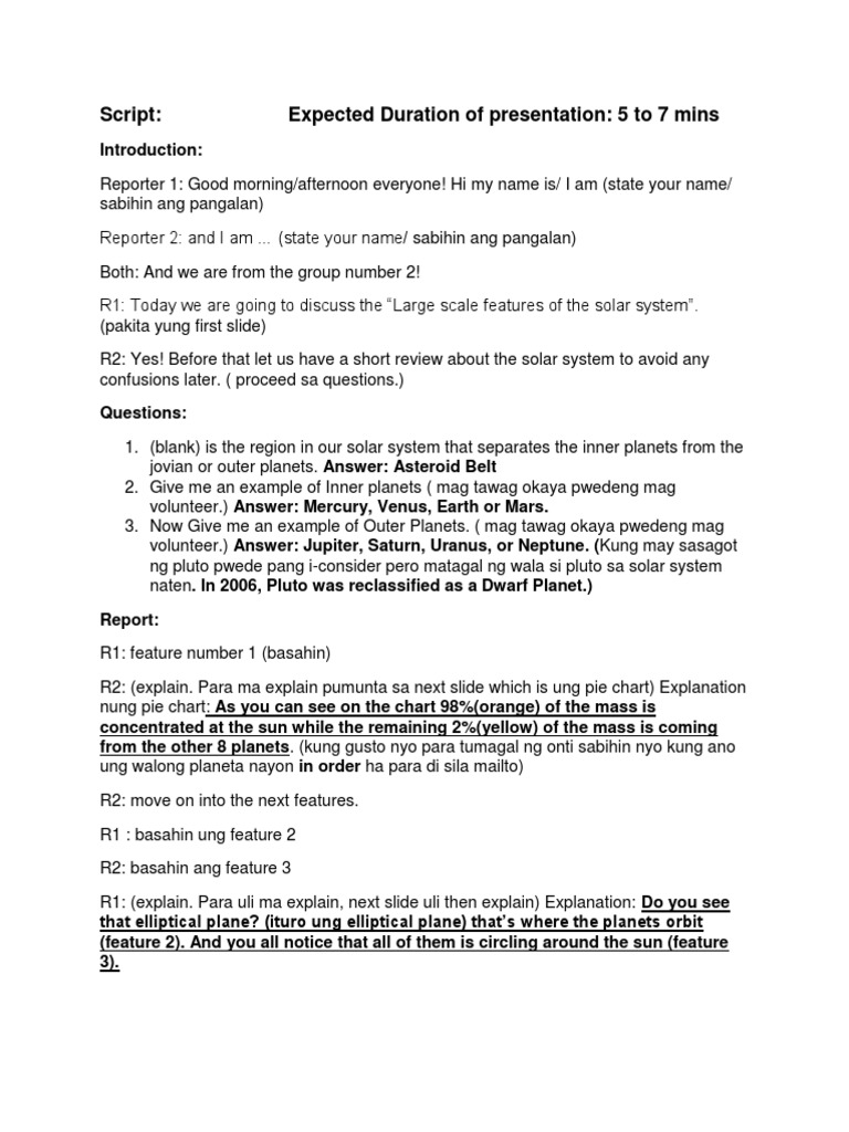Script: Expected Duration of Presentation: 5 To 7 Mins | Download Free ...
