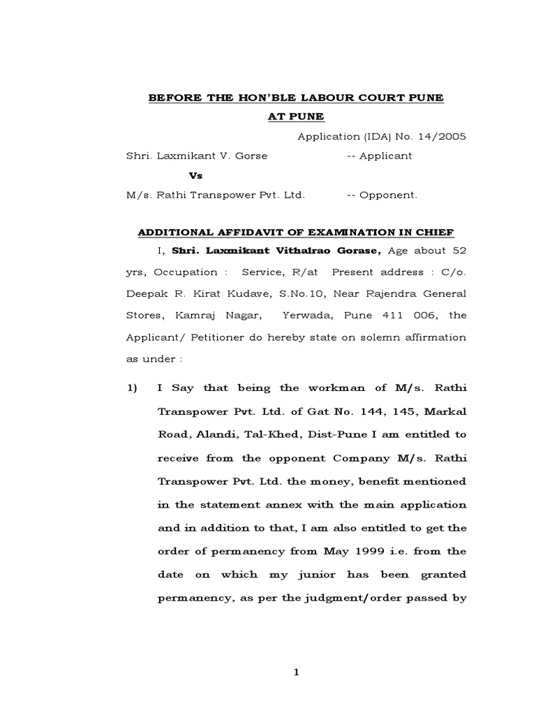 Additional Affidavit of Examination in Chief | PDF | Affidavit | Interest
