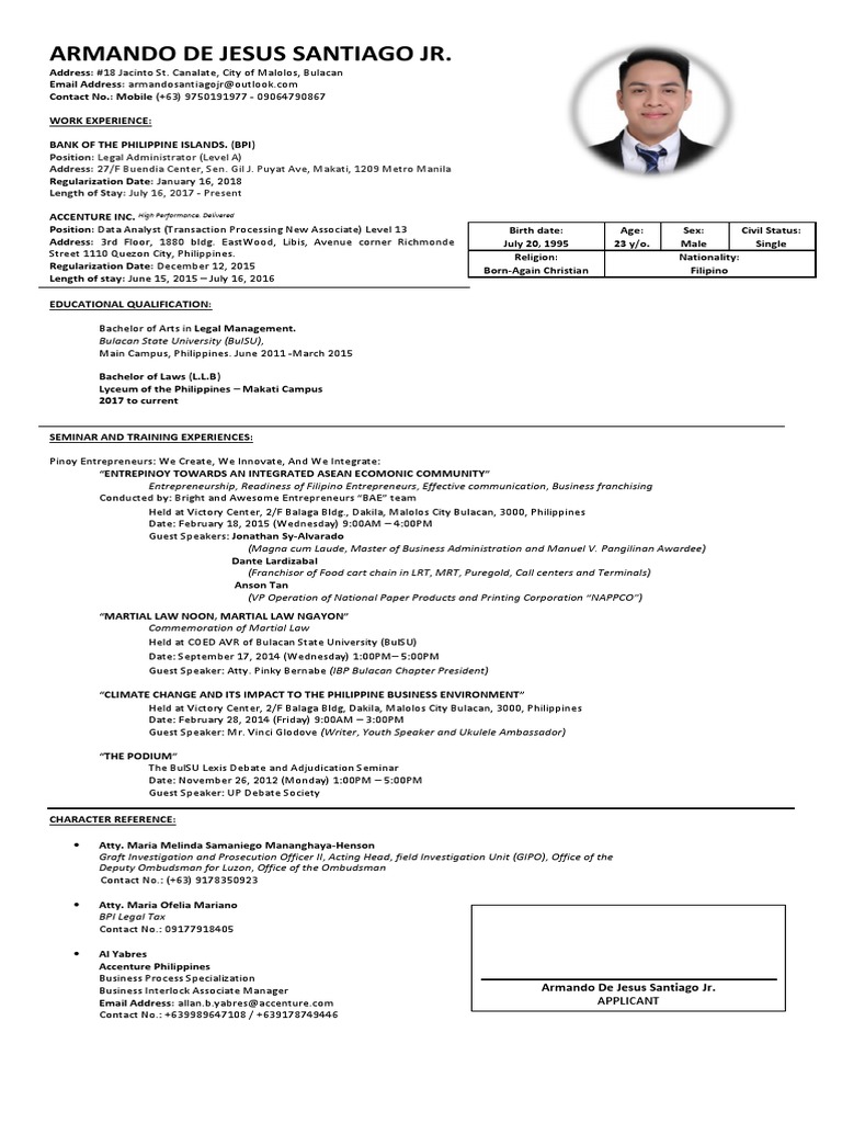 Armando Jr. - CV | PDF | Philippines | Business (General)