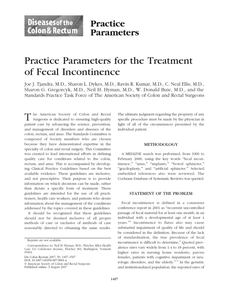 Incontinencia Fecal | PDF | Urinary Incontinence | Health Sciences