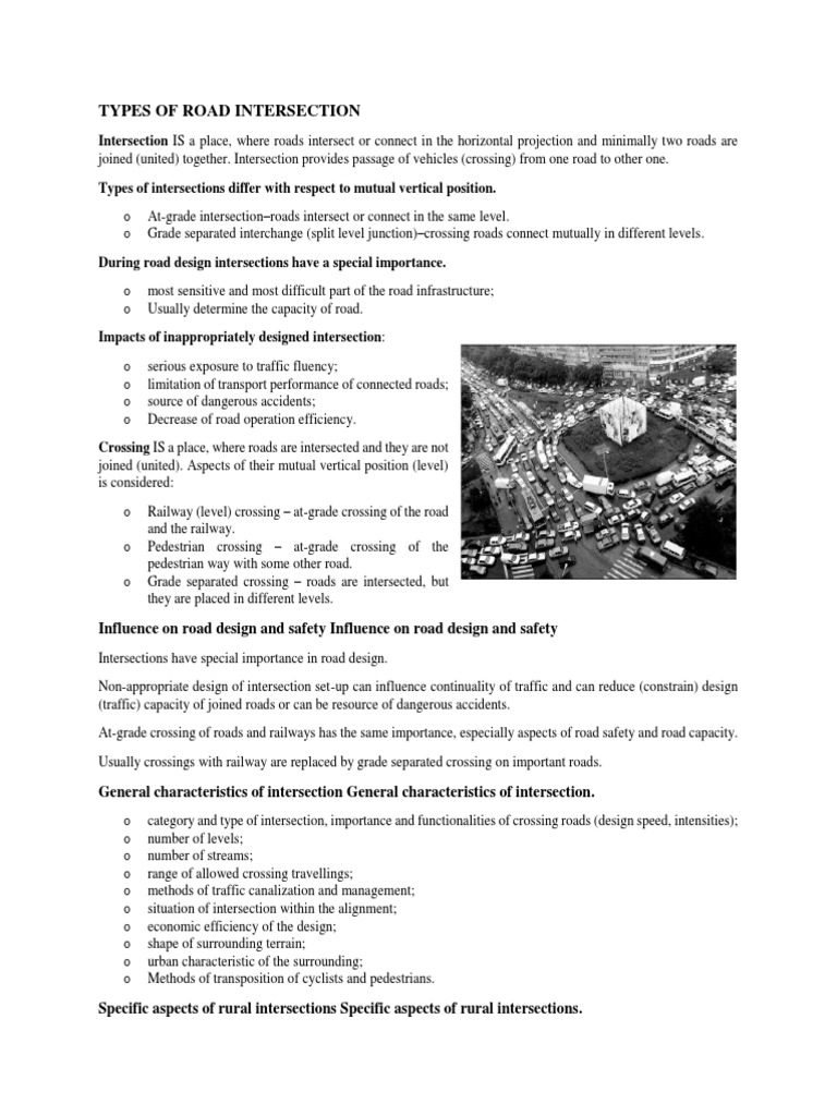 Types of Road Intersection | PDF | Intersection (Road) | Road