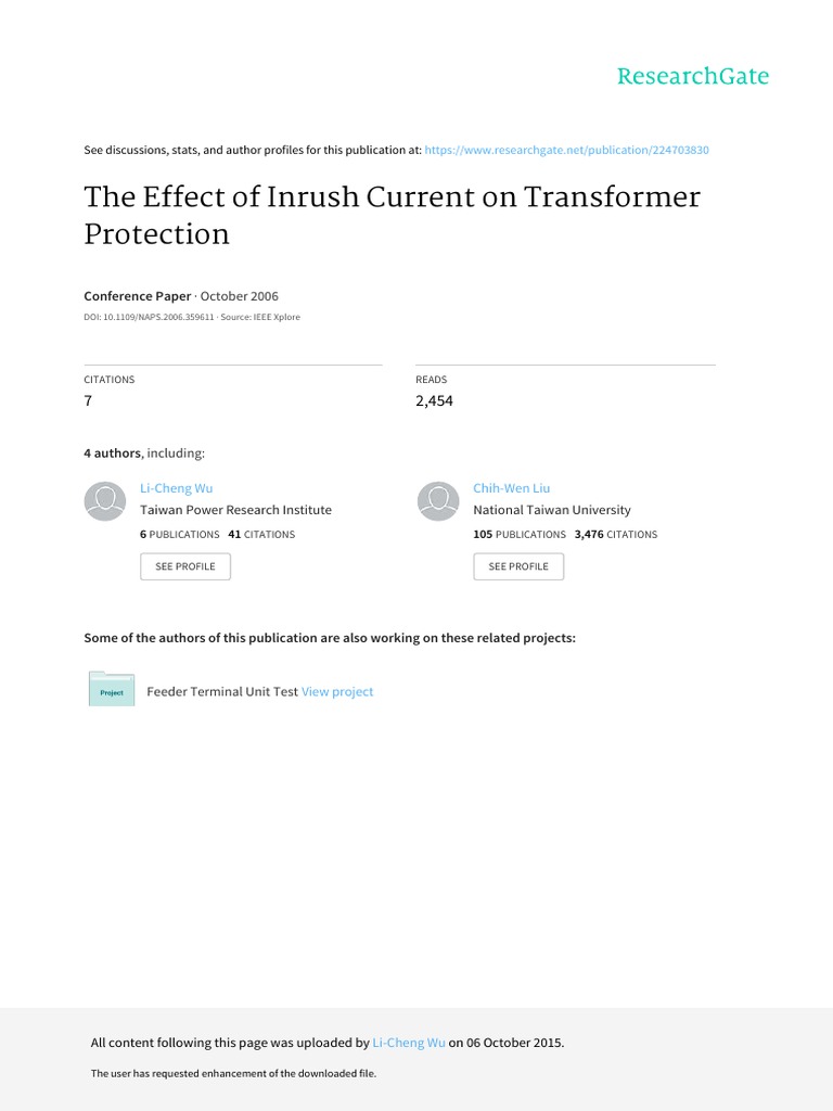 The Effect of Inrush Current On Transformer Protection | PDF ...