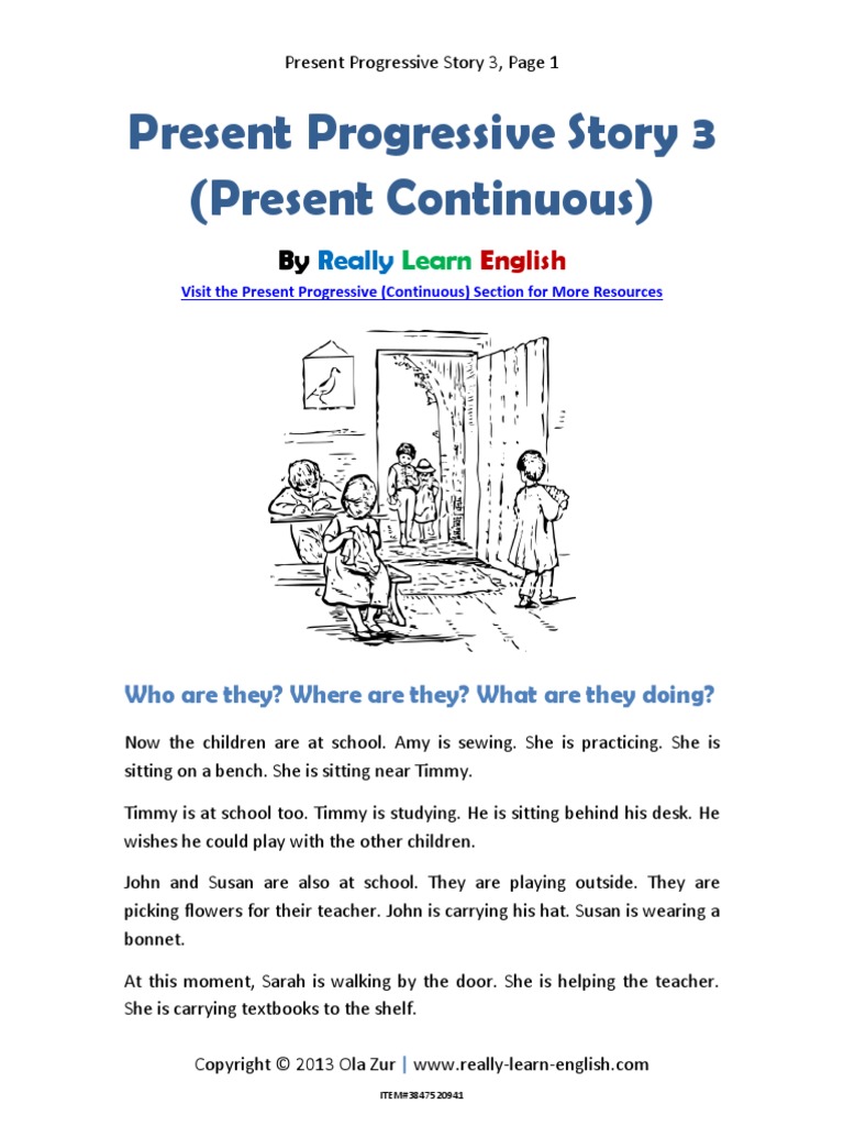 Present Progressive Story 3 | PDF | Question | Semantics