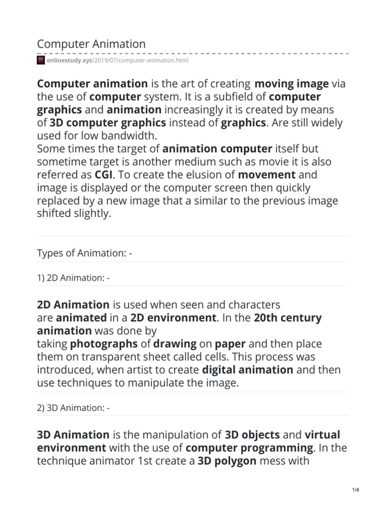 Computer Animation | PDF | Animation | Computer Animation