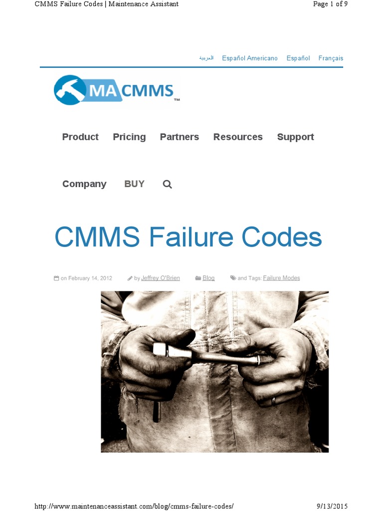 CMMS Failure Codes | PDF | Qr Code | Data Analysis