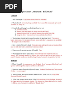 Unit 1-Beowulf Comprehension Questions | PDF