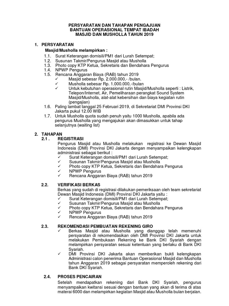 Persyaratan Dan Tahapan Pengajuan Boti 2019 | PDF