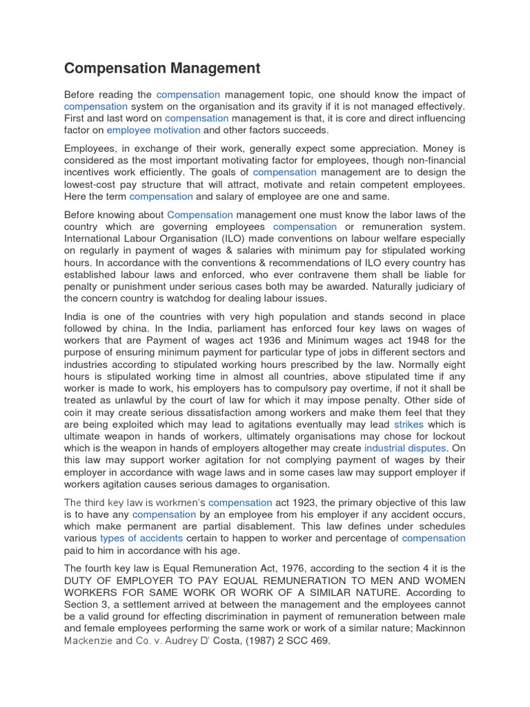 Compensation Management | PDF | Employment | Salary