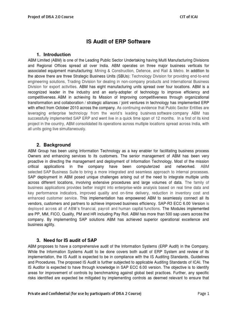 IS Audit of ERP Software | PDF | Information Security | Audit