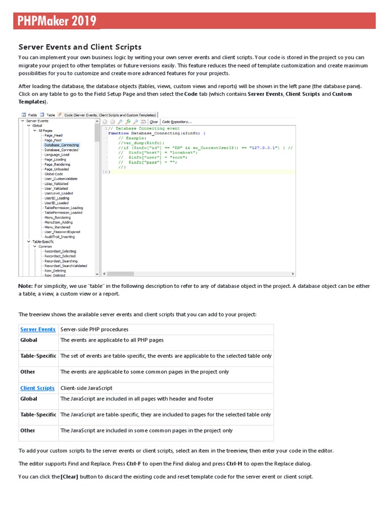 Server Events and Client Scripts | PDF | J Query | Php