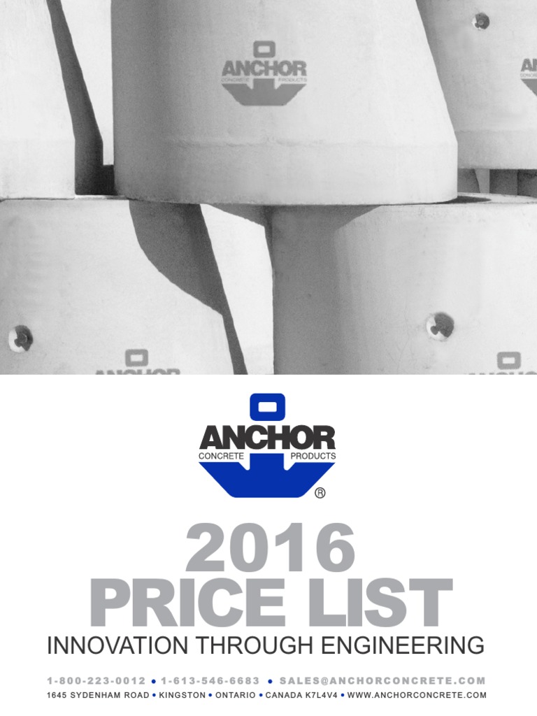 Pricelist Anchor Concrete Product | PDF | Precast Concrete | Truck