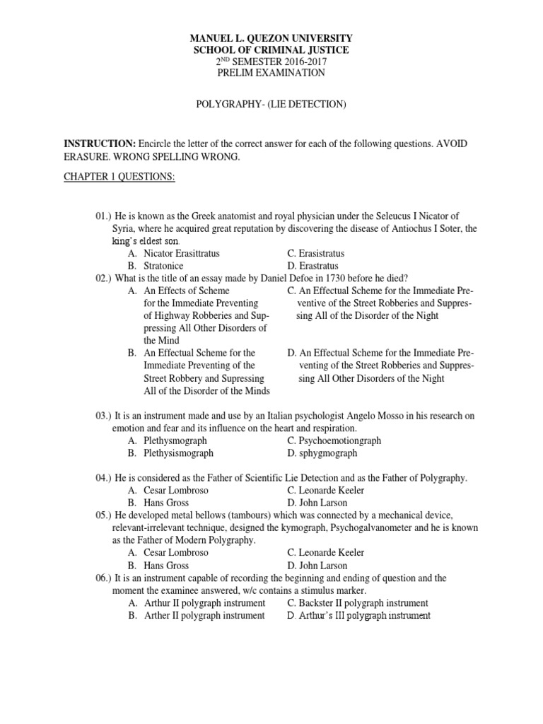 Polygraphy Questions | PDF | Polygraph | Neuroscience