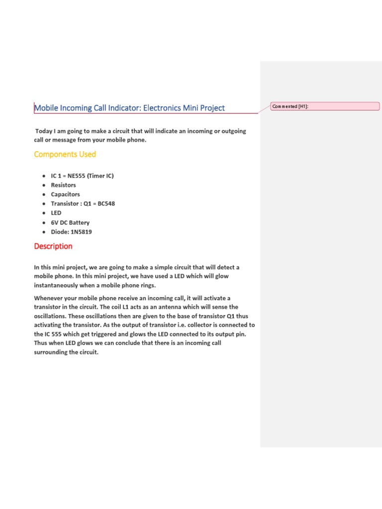 Mobile Incoming Call Indicator | PDF