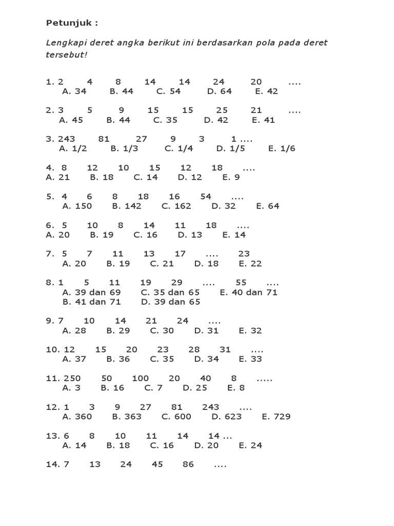 Tes Deret Angka | PDF
