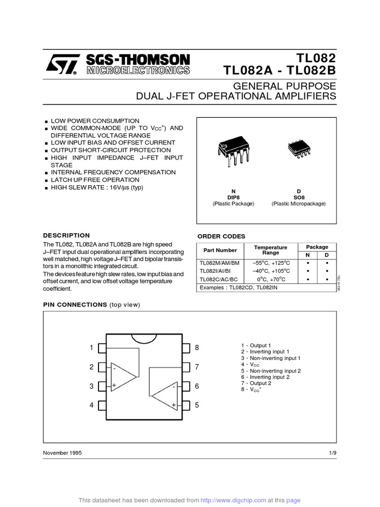 TL082 | PDF | Operational Amplifier | Amplifier