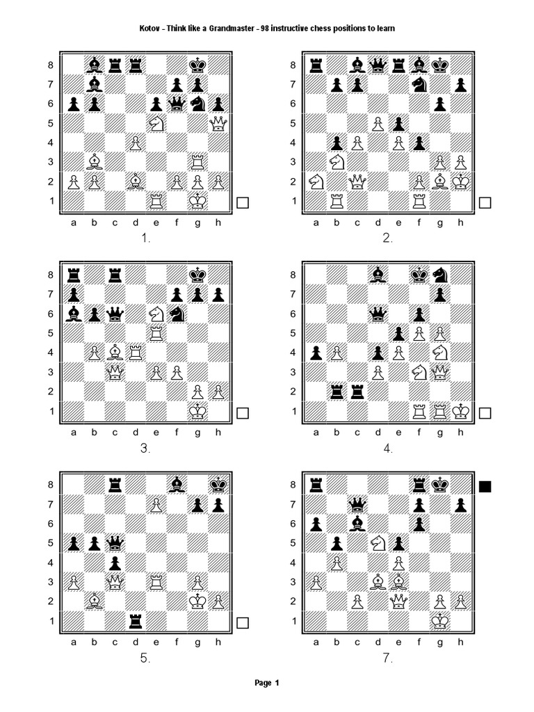 98 Chess Positions to Think Like a GM | PDF | Chess | Abstract Strategy ...