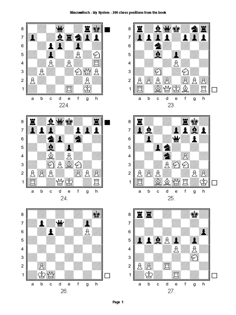 Nimzowitsch - My System - 200 Chess Positions From The Book | PDF ...