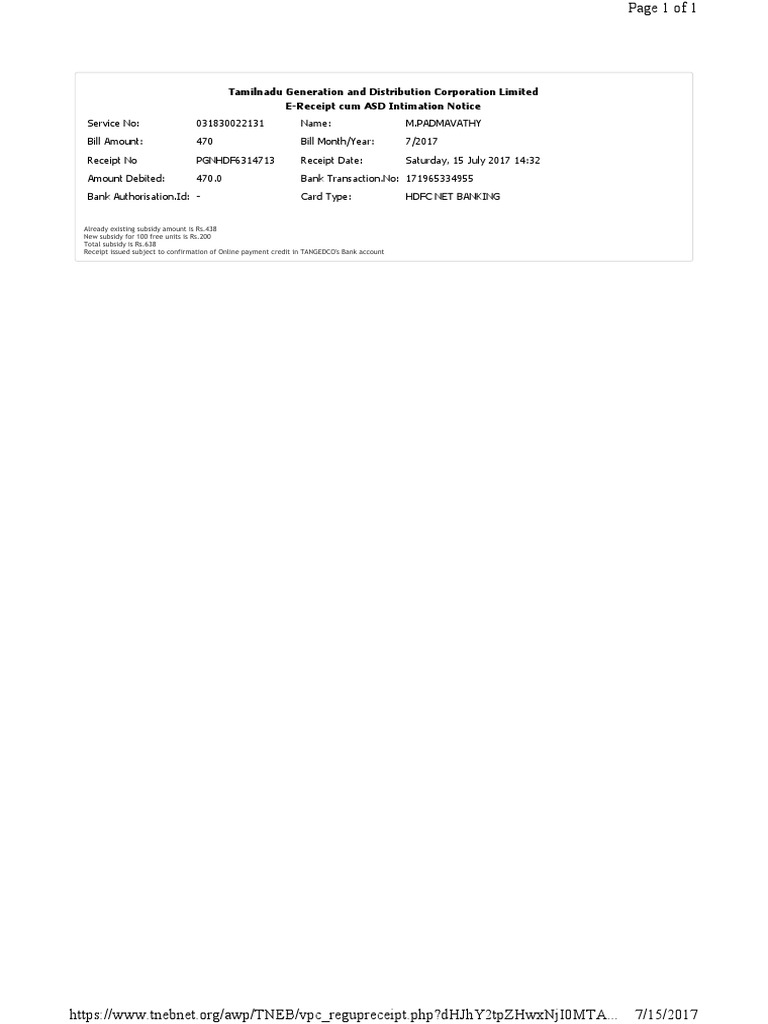 15-07-2017 EB Bill | PDF