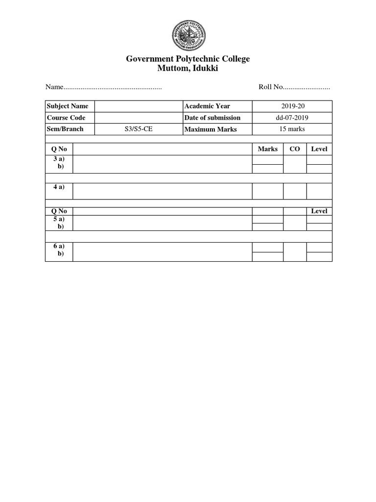 Government Polytechnic College Muttom, Idukki | PDF