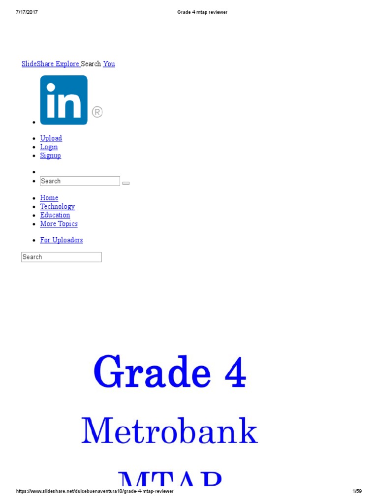 Mtap Reviewer Grade 4 | PDF | Fraction (Mathematics) | Area