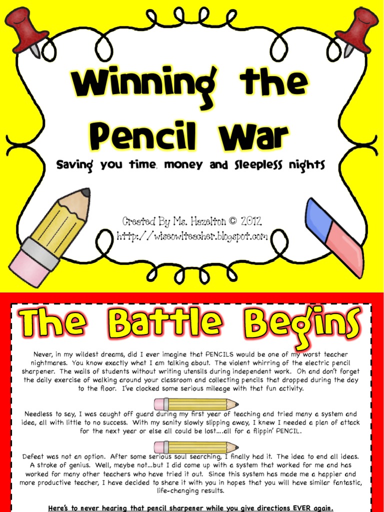 Winning The Pencil War: Created by Ms. Hazelton © 2012 | PDF