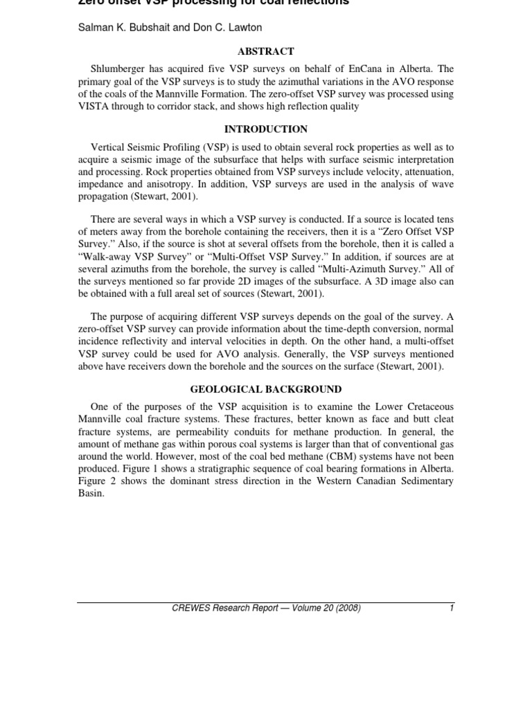Zero Offset VSP Processing For Coal Reflections | PDF | Reflection ...