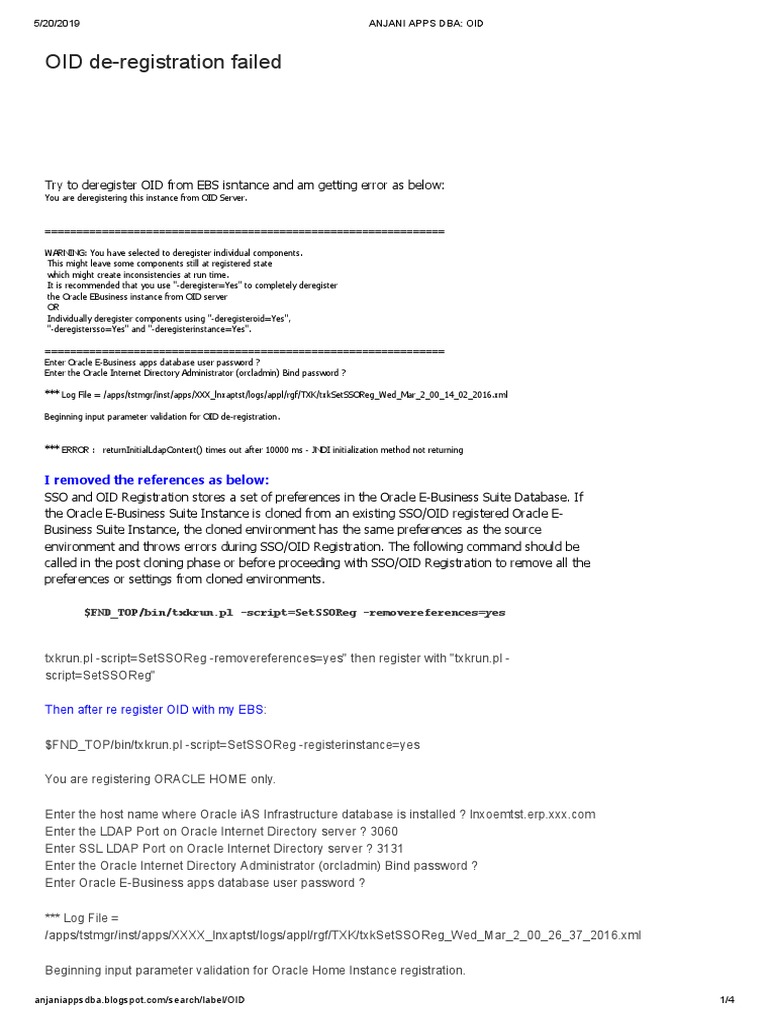 OID De-registration & Setup Guide | PDF | Oracle Database | Directory ...
