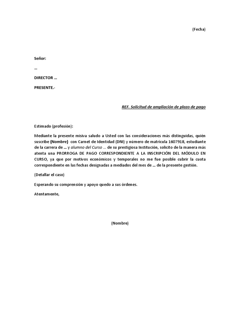 Carta Modelo Solicitud PRORROGA | PDF