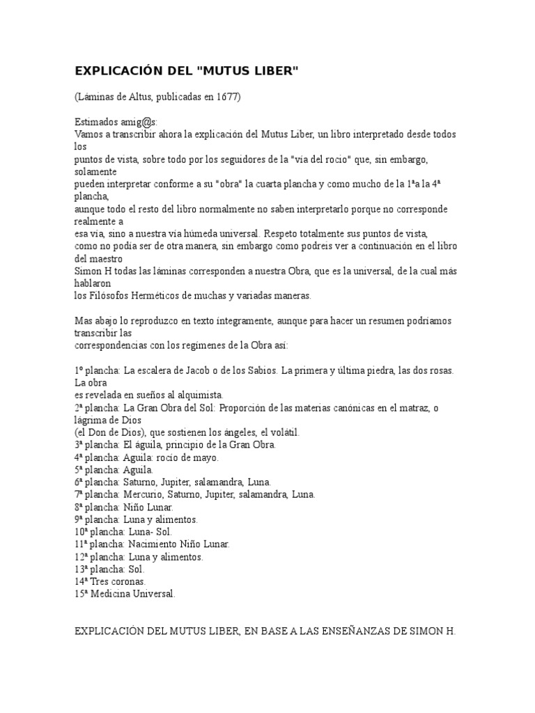 Explicacion Del Mutus Liber | PDF | Alquimia | Saturno