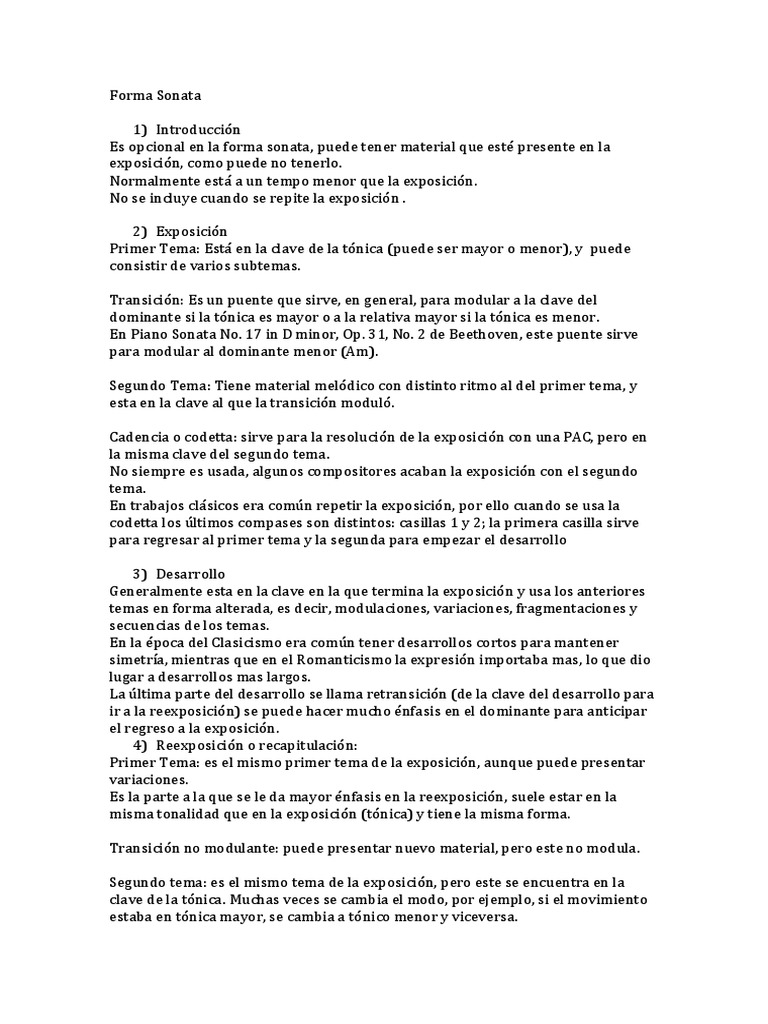 Forma Sonata | PDF | Teoría musical | Elementos de la música