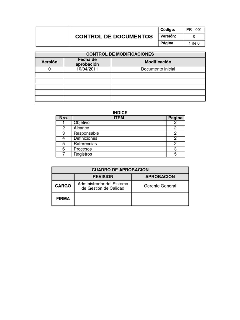 Modelo para Procedimiento Control de Documentos PDF | PDF | Documento | Gestión de la calidad