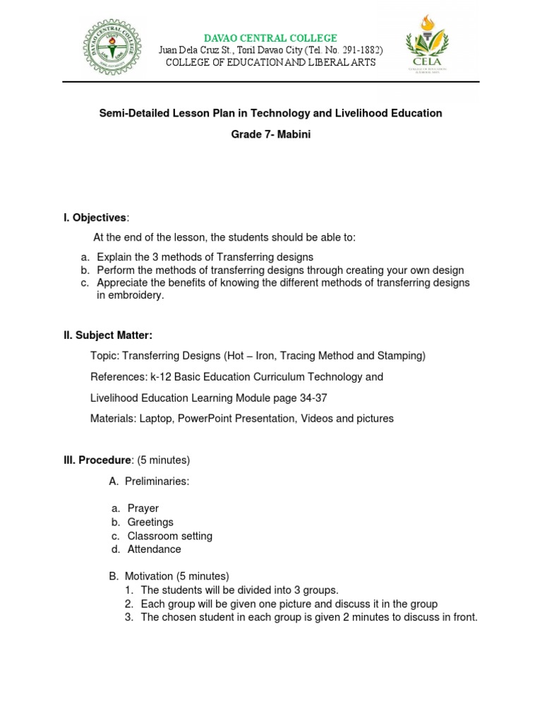 Lesson Plan Gretchel | PDF | Textiles | Lesson Plan