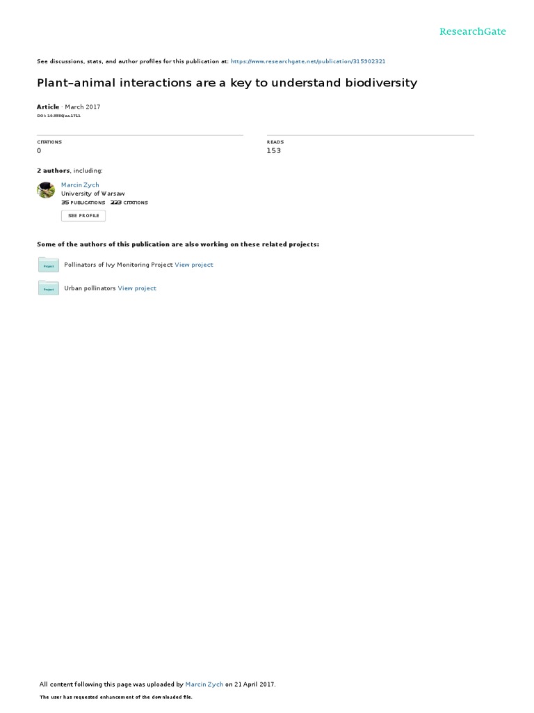 Plant Animal Interactions To Understand Biodiversity | PDF | Flowers ...