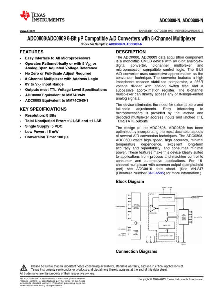 ADC0808/ADC0809 8-Bit P Compatible A/D Converters With 8-Channel ...
