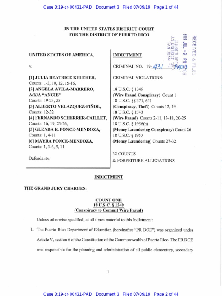 Federal Indictments Out of Puerto Rico | PDF | Conspiracy (Criminal ...