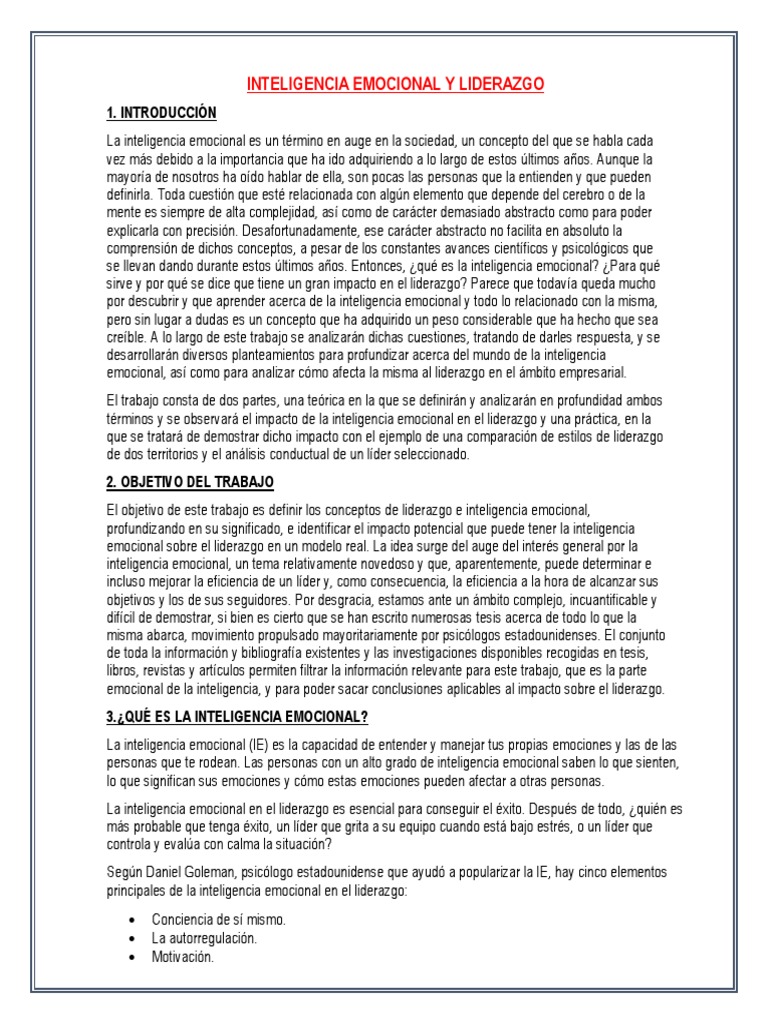 Inteligencia Emocional y Liderazgo 2 | PDF | Inteligencia | Liderazgo