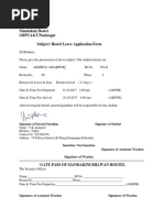 Hostel Leave Application Form | PDF