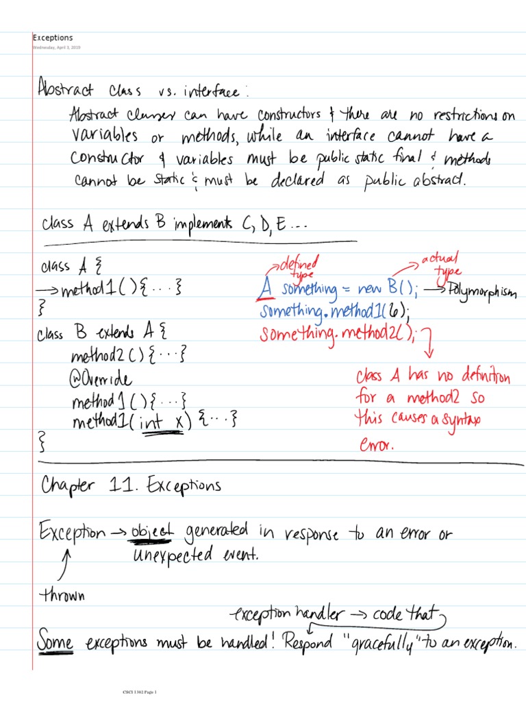 Class Lecture On Exceptions in Java | PDF