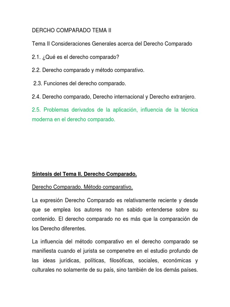 Derecho Comparado Tema Ii | PDF | Ley comparativa | Jurisdicción
