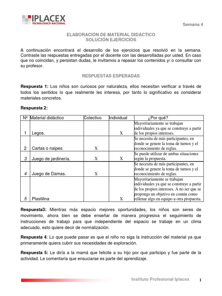 Revisión de respuestas a ejercicios sobre elaboración de material didáctico | PDF | Modificación ...