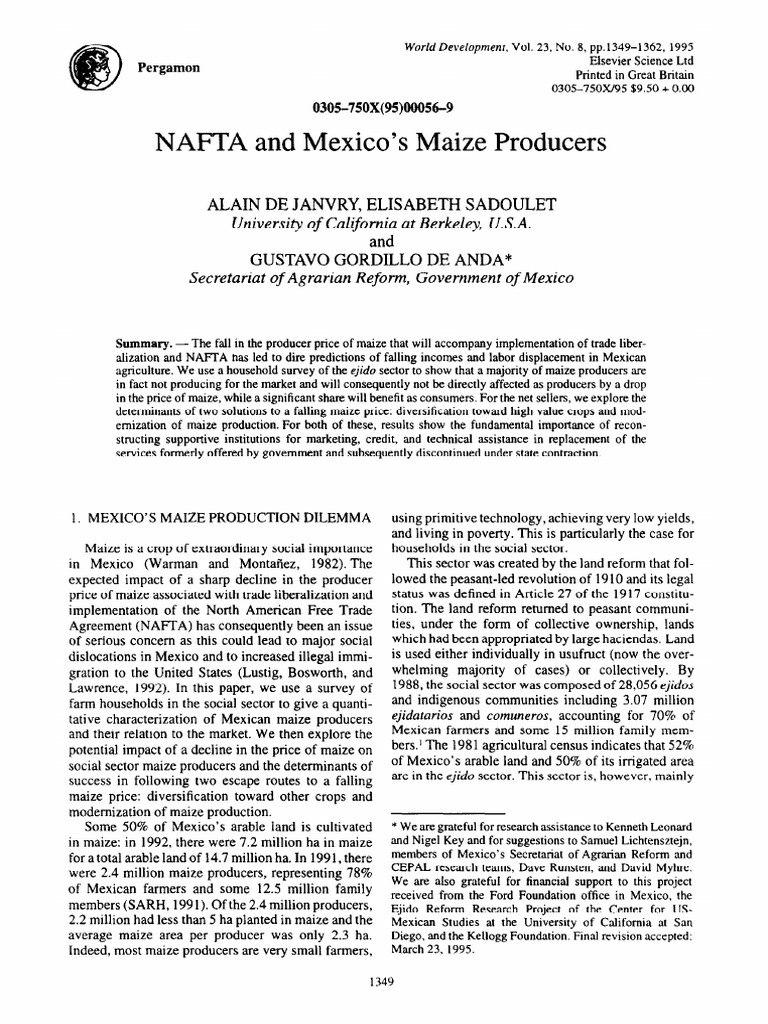 NAFTA's Impact on Mexican Maize | PDF | Maize | North American Free ...