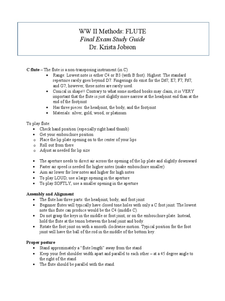 Flute Methods Study Guide | PDF | Flute | Music Technology