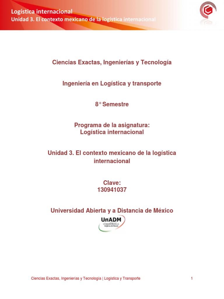 Unidad 3. El Contexto Mexicano de La Log Stica Internacional | PDF | aduana | Logística