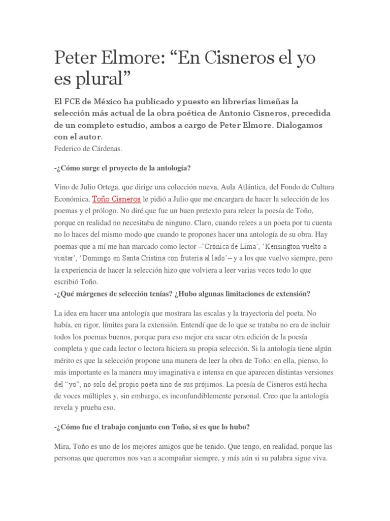 Peter Elmore | PDF | Poesía