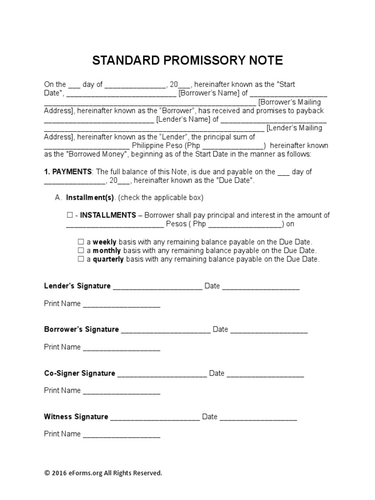 Standard Promissory Note | PDF