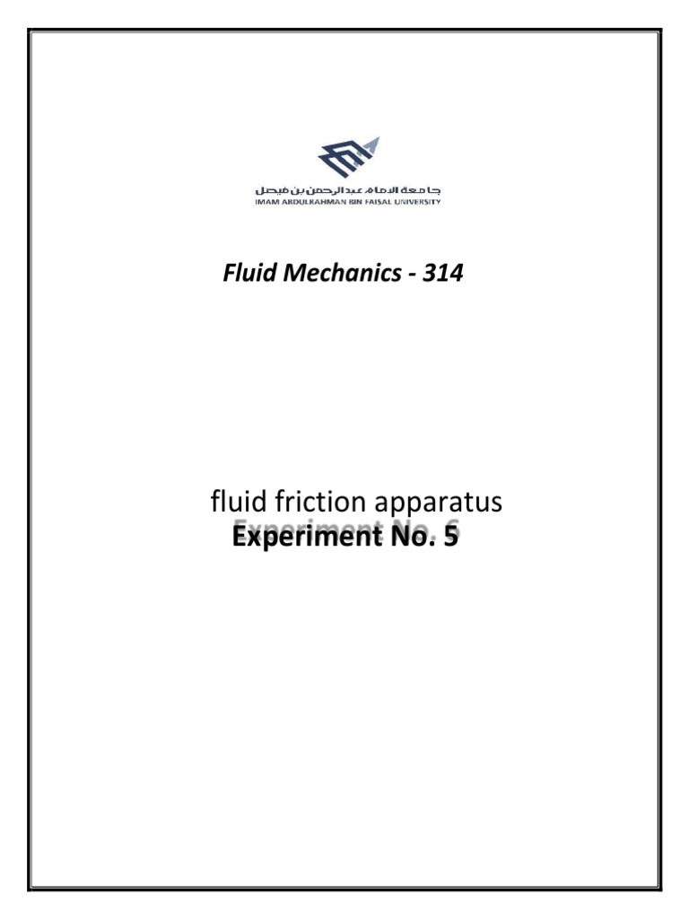 Fluid Friction Apparatus: Experiment No. 5 | PDF | Friction | Soft Matter