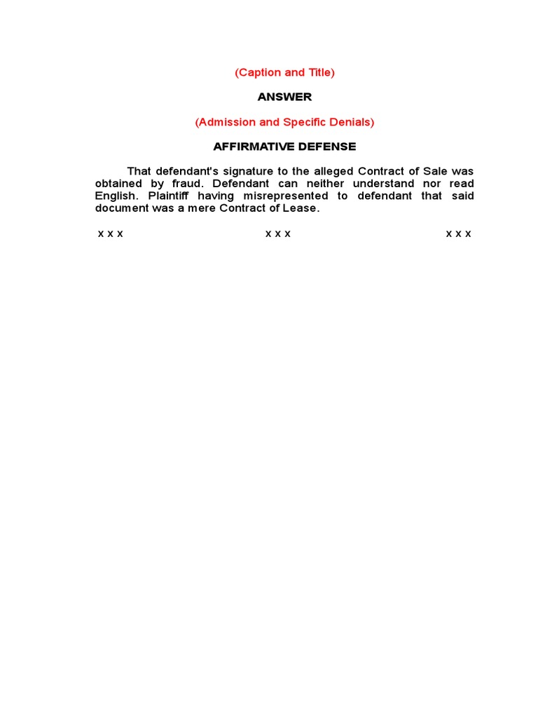 Fraud as Affirmative Defense in Contract | PDF