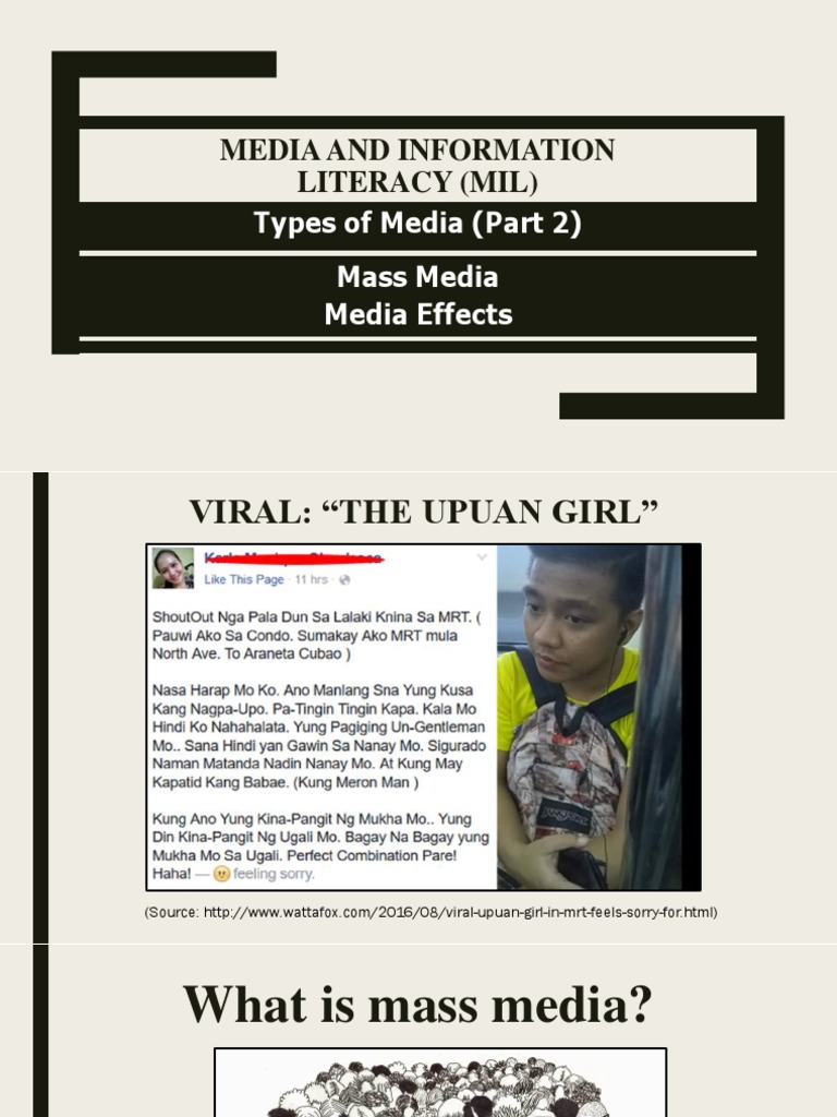 3.MIL 4. Types of Media Part 2 Mass Media and Media Effects | PDF ...